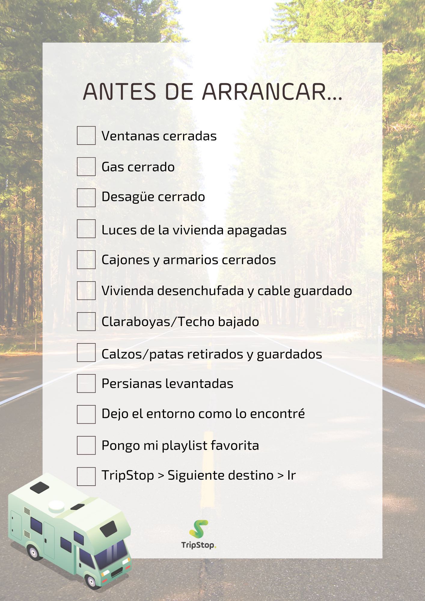 TripStop - Check-list para viajar en autocaravana
